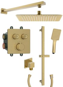 Sapho Sapho, SMART SELECT sprchový set s termostatickou baterií, 2 výstupy, posuvný držák sprchy, zlato mat, RP042GB-02