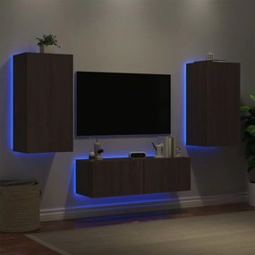 3dílná obývací stěna s LED osvětlením hnědý dub - Default Title