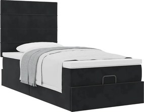 Osmanský rám postele s matracemi černá 90x200cm samet 3313447