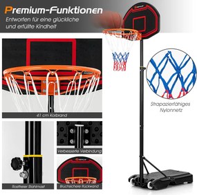 Costway Dětský výškově nastavitelný basketbalový stojan pro vnitřní i venkovní