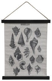 Chic Antique Plakát v klipu Shells 50x40 cm, béžová barva, černá barva, dřevo, textil