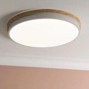 Brilliant G80846/75  Stmívatelné LED svítidlo BAARLO DŘEVO bílé průměr 50cm, RC, CCT, Night Light