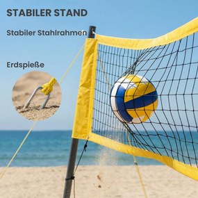 SPORTNOW sada pro badminton a volejbal – nastavitelná síť s výškově nastavitelnými ocelovými tyčemi, přenosný set s míčem a taškou (do interiéru i ve…
