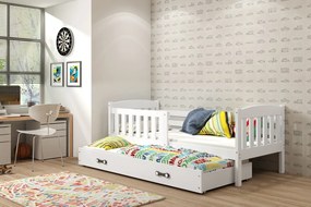 BMS Group Dětská postel s výsuvnou přistýlkou KUBUS bílá Velikost postele: 190x80 cm, Barva šuplíku: Modrá
