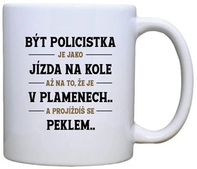 Super plecháček Keramický hrnek s potiskem Být policistka Objem a motiv: 400 ml černý lem