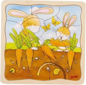 GOKI Vývojové dřevěné puzzle Zeleninový záhon / od 3 let