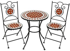 tectake 401637 zahradní nábytek mozaika kulatý stůl a 2 židle - hnědá