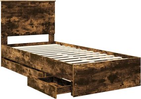 Rám postele s čelo Kouřový dub 90 x 200 cm Inženýrské dřevo 3411156