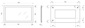 Sapho NIROX zrcadlo v rámu 1000x600mm, dub stříbrný NX106-1111