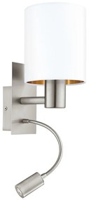 EGLO Nástěnná lampa se čtecím LED ramenem PASTERI, bílozlatá 96484