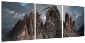 Obraz - Tři Zuby, Italské Dolomity (s hodinami) (90x30 cm)