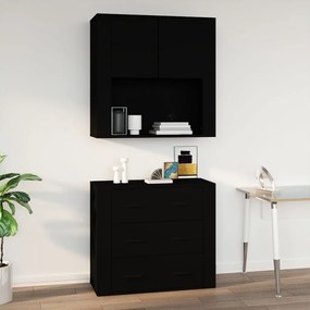 Nástěnná Skříňka Černá 80X33X80 Cm Kompozitní Dřevo