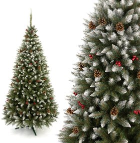 TRENDIE Vánoční stromek Smrk se šiškami a jeřabinou 300 cm
