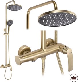 Rea Como M2, sprchový set s dešťovou sprchou a výtokem, zlatá matná, REA-P4795