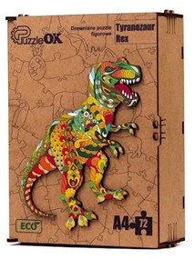 007045 3D dřevěné puzzle handmade - T-Rex A4