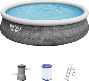 Bestway Bazén Fast Set vč. čerpadla kartuše schůdků ratan pr. 457x107 cm (EN)