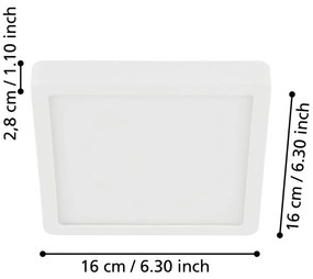 Bílé LED stropní svítidlo 16x16 cm FUEVA 5 – EGLO