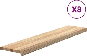Nášlapy na schody 8 ks neošetřené 120x25x2 cm masivní dub 3282910