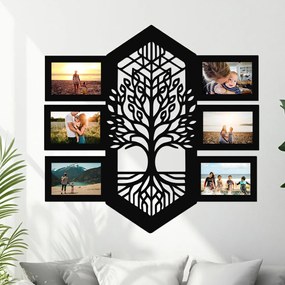 dřevo života Dřevěný fotorámeček na více fotek Strom sjednocení Zvolte barvu dekoru: Černá, Velikost fotorámečku: 62x59