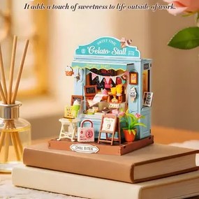 RoboTime Miniatura domečku Zmrzlinový stánek / 3D dřevěná skládačka /