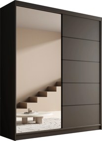 ADRK Furniture Posuvná skříň s zrcadlem Nico 180 ADRK-SW-NIC-180-BB