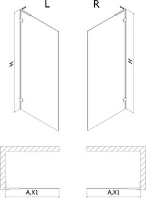 Mexen, Mexen Lunar L sprchová stěna levá 90 x 200 cm, průhledná 8 mm, zlatá - 830L-090-000-50-00-L