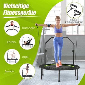 Costway Mini trampolína Ø101 cm s výškově nastavitelným madlem a 2 odporovými