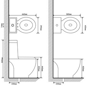 vidaXL Keramické WC a bidet černé