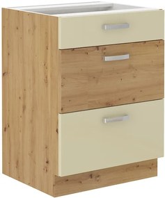 Kuchyňská skříňka Artisan 60 D 3S BB Barva dvířek krém lesk