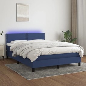 Box spring postel s matrací a LED modrá 140x190 cm textil,  3133075