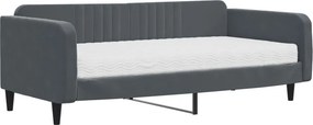 Válenda s matrací tmavě šedá 100 x 200 cm samet 3197047