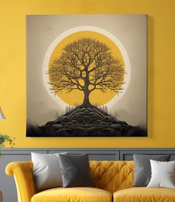 Obraz na plátně - Strom života vycházející slunce FeelHappy.cz Velikost obrazu: 120 x 120 cm
