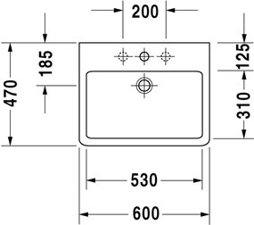 Duravit Vero - Umyvadlo 60x46,5 cm broušené bílá 0454600027