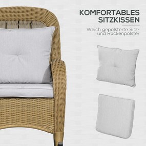 Ratanové houpací křeslo Outsunny, houpací křeslo s polštářem, zahradní křeslo s omyvatelným čalouněním, nábytek do obývacího pokoje, žluté, 69 x 92 x…