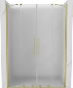 Mexen Velar Duo, posuvné sprchové dveře do otvoru 140 cm, 8mm sklo námraza, zlatá matná, 871-140-000-32-55