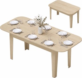HOMCOM oválný rozkládací jídelní stůl, 140-180 cm, dub