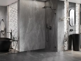 Mexen, Mexen Lunar L sprchová stěna pravá 100 x 200 cm, průhledná 8 mm, černá - 830L-100-000-70-00-P