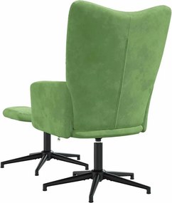 Relaxační křeslo se stoličkou světle zelené samet 328109