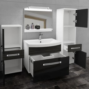 Koupelnový nábytek Belini Premium Full Version černý lesk / královský eben + umyvadlo + zrcadlo + LED osvětlení Glamour 94