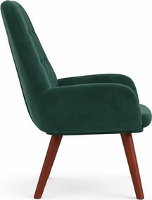 relaxační křeslo, odpočinkové, dřevo/kov/textil, 96x69x78 cm, nohy tmavé/tmavě zelená, Dekorino KR20260047