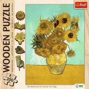 TREFL Dřevěné puzzle Art: Vincent van Gogh - Slunečnice / 200 dílků /