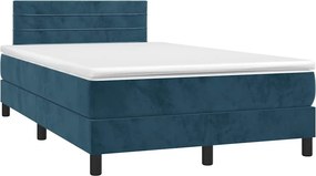 Box spring postel s matrací a LED tmavě modrá 120x190 cm samet 3270163