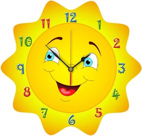 Nástěnné dětské dřevěné hodiny sluníčko 30x32cm