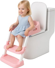 Dětské schůdky 03 s nástavcem na WC růžové