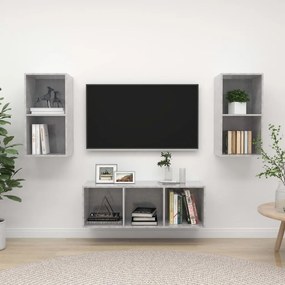 3dílný set TV skříněk betonově šedý dřevotříska 3079740