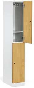 Šatní skříňka S1 s úložnými boxy, 2 boxy, 1850 x 300 x 500 mm, kódový zámek, laminované dveře, buk