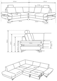 Rozkládací rohová čalouněná sedací souprava s úložným prostorem do L AVESTA šedá