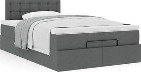 Osmanský postel s matrací tmavě šedá 120x190 cm textil 3311609