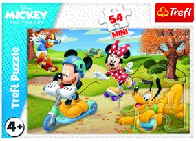 Trefl Minipuzzle 54 dílků Mickey Mouse Disney/ Den s přáteli 4 druhy v krabičce 9x6,5x4cm 40ks v boxu