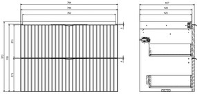 Cersanit Tirso, závěsná umyvadlová skříňka 794x447x572 mm + keramické umyvadlo, černá matná, S801-587